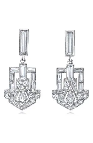 MINDI MOND Dangling Deco Shield Diamond Drop Earrings