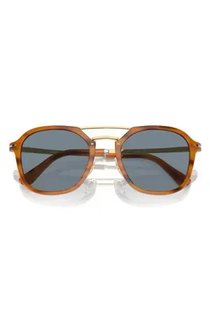 Persol 55mm Octagon Sunglasses - Striped Brown