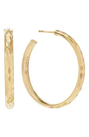 Lana Jewelry 14k Disco Hammered Hoop Earrings - Gold