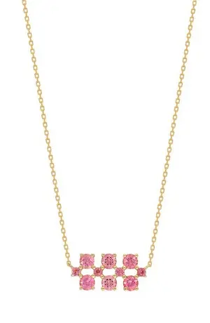 Bony Levy Three-Row Semiprecious Stone Pendant Necklace 14k Yellow Gold Pink Topaz
