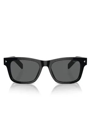 Prada 54mm Rectangular Sunglasses - Black