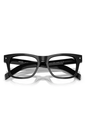 Prada 54mm Rectangular Sunglasses - Black/clear Blue Light