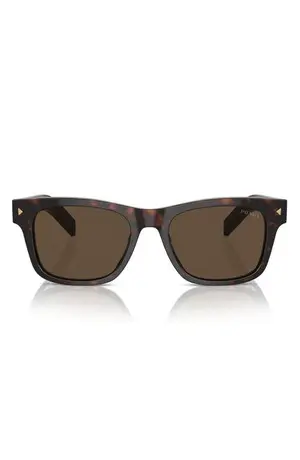 Prada Prada 54mm Rectangular Sunglasses Dark Brown