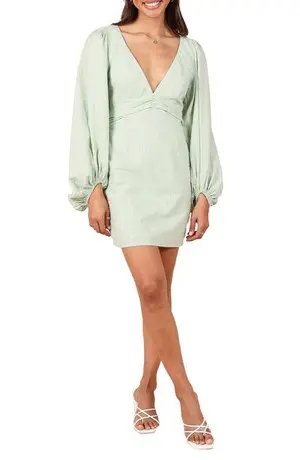 PETAL & PUP Emilina Long Sleeve Minidress - Sage