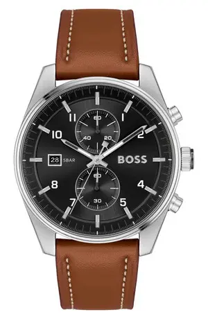 BOSS Skytraveller Chronograph Strap Watch - Black