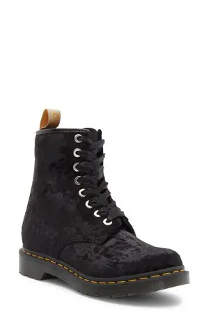 Dr. Martens 1460 Crushed Velvet Combat Boot Black Crushed Velvet