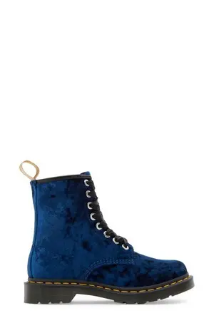 Dr. Martens 1460 Crushed Velvet Combat Boot - Deep Blue Crushed Velvet