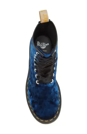 Dr. Martens 1460 Crushed Velvet Combat Boot - Deep Blue Crushed Velvet