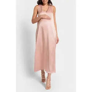 Seraphine Convertible Satin Maxi Maternity Dress - Blush