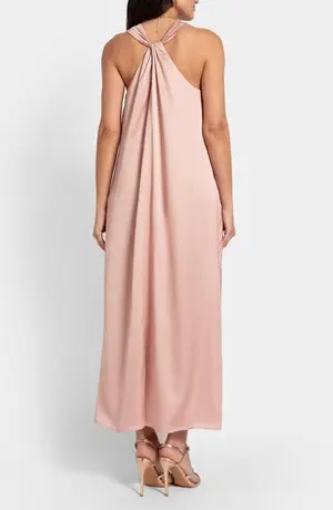 Seraphine Convertible Satin Maxi Maternity Dress - Blush