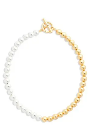 KARINE SULTAN Two-tone Beaded Chain Necklace - Mixed Metals