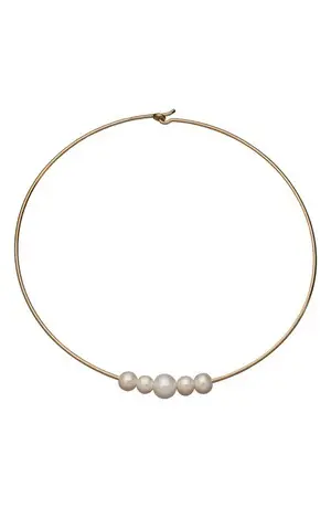 Jennifer Zeuner Jewelry Noelle Imitation Pearl Choker Necklace - 14k Yellow Gold Plated Silver