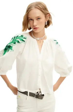 Desigual Kitsy Beaded Button-up Shirt