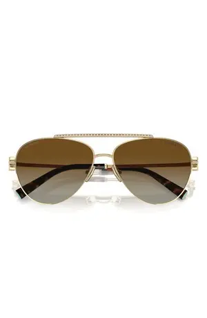 Tiffany & Co. 59mm Polarized Aviator Sunglasses - Pale Gold