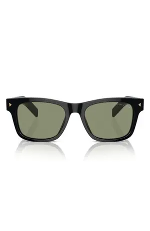 Prada 54mm Polarized Rectangular Sunglasses - Black