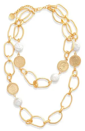 KARINE SULTAN Pearl And Coin Layered Necklace - Gold