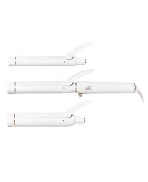 T3 Switch Kit Classic Trio Professional Interchangeable Curling Iron With 3 Ceramic Clipbarrels For Curling And Waving - White