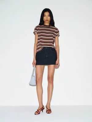 REFORMATION Hazel Low Rise Denim Mini Skirt - Blue