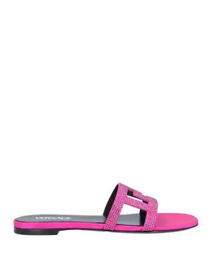 Versace Crystal-embellished Leather Slides - Magenta