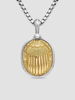 David Yurman Petrvs Scarab Amulet In Sterling With 18k Yellow Gold, 32.3mm - Silver