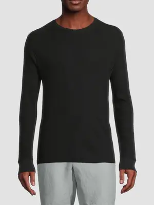 Vince Thermal Crewneck Long-sleeve T-shirt - Black