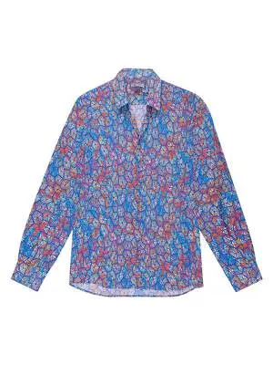 Vilebrequin Carapa Abstract Cotton Button-front Shirt - Blue