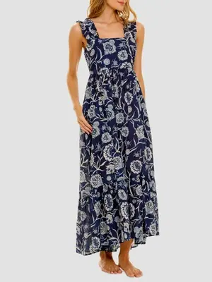 THE LAZY POET Summer Soirée Mika Claire Cotton Maxi Dress - Blue