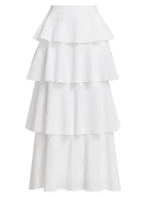 Cami Nyc Women's Terra Cotton Ruffled Maxi Skirt - White  - White