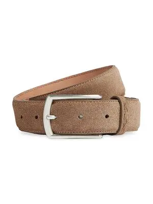 Zegna Suede Belt Dark Beige