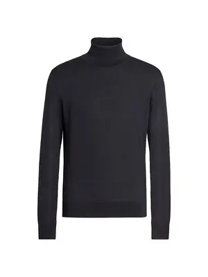 Zegna Cashseta Turtleneck Sweater Navy Blue