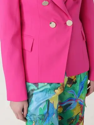 Liu Jo Double Breasted Notched Lapel Jacket - Fuchsia