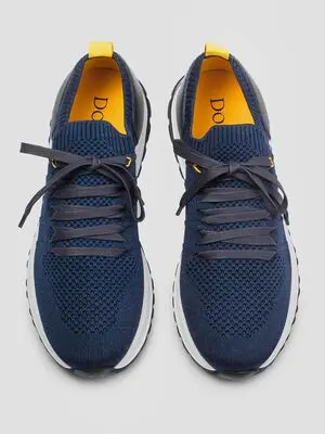 DOUCAL'S Lace-up Knit Sneakers - Blue