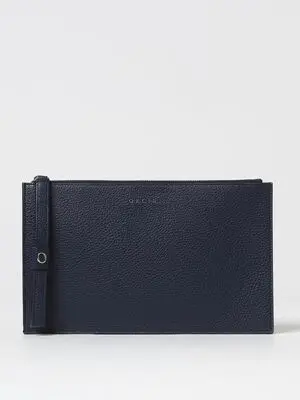 ORTIGNI Orciani Black Leather Briefcase Navy