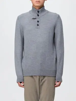 FAY Knit Sweater With Button Detail - Platinum