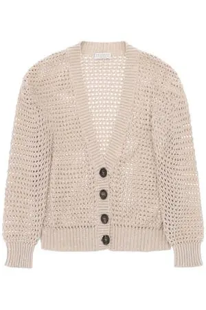 Brunello Cucinelli Knit Cardigan With A Mesh Design