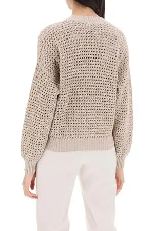 Brunello Cucinelli Knit Cardigan With A Mesh Design