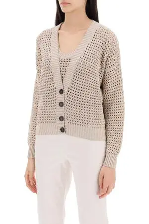 Brunello Cucinelli Knit Cardigan With A Mesh Design