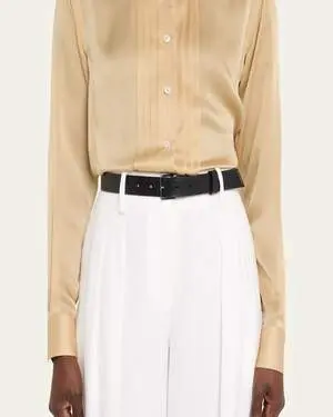 Max Mara Wavenlea Leather Belt - Black
