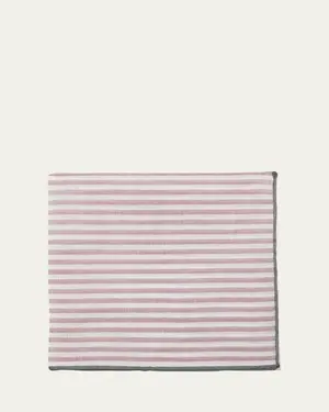 Simonnot Godard Buren Cotton Stripe Pocket Square Burgundy
