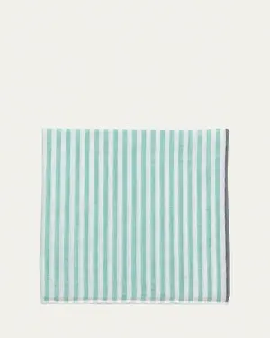 Simonnot Godard Buren Cotton Stripe Pocket Square Dk Green