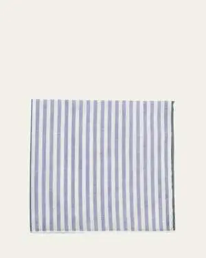 Simonnot Godard Buren Cotton Stripe Pocket Square Navy
