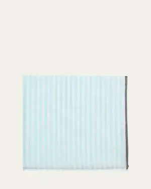 Simonnot Godard Buren Cotton Stripe Pocket Square - Turquoise
