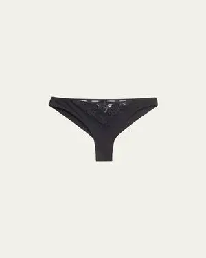 LIVY Merri Embroidered Mesh Microfiber Tanga - Black