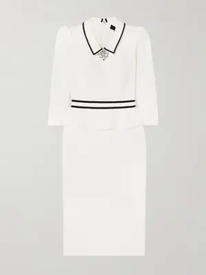 Jenny Packham Honeybee Crystal-embellished Peplum Midi Dress - Off-white