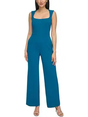Vince Camuto Womens Open Back Stretch Jumpsuit - Blue