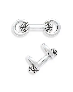 JAN LESLIE Sterling Rope Knot Horseshoe Cufflinks - Silver