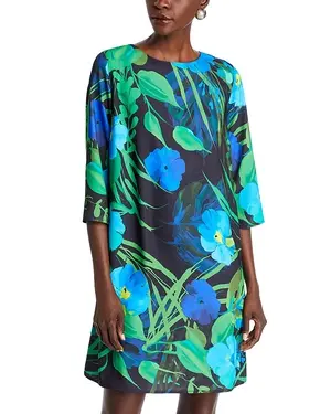 Caroline Rose Floral A-line Dress - Multi/black