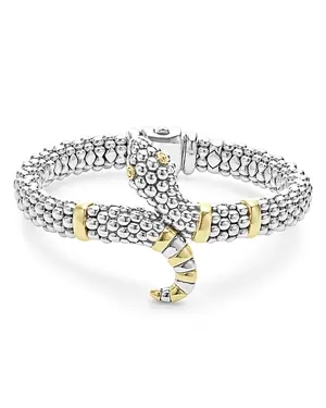 Lagos 18k Yellow Gold & Sterling Silver Snake Bracelet - Silver/gold