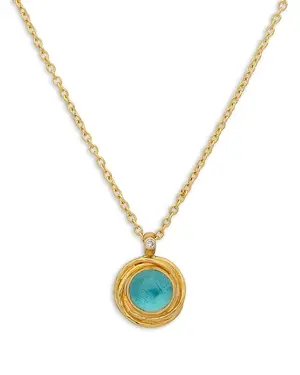 Gurhan 22k & 24k Yellow Gold Apatite & Diamond Pendant Necklace - Blue/gold