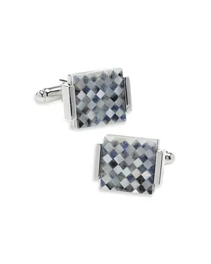 CUFFLINKS, INC. Floating Mother Of Pearl Checkered Square - Blue
